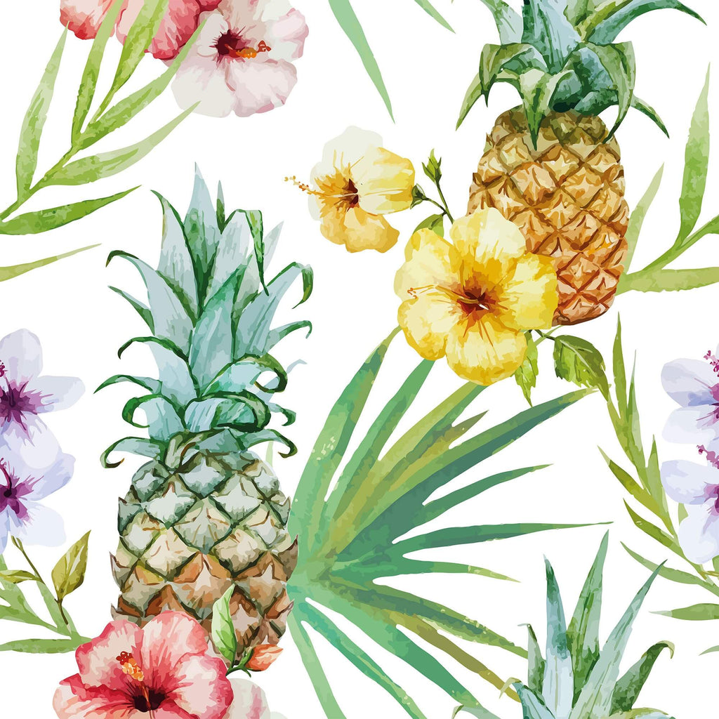White Tropical Themed Removable Wallpaper | Walls By Me