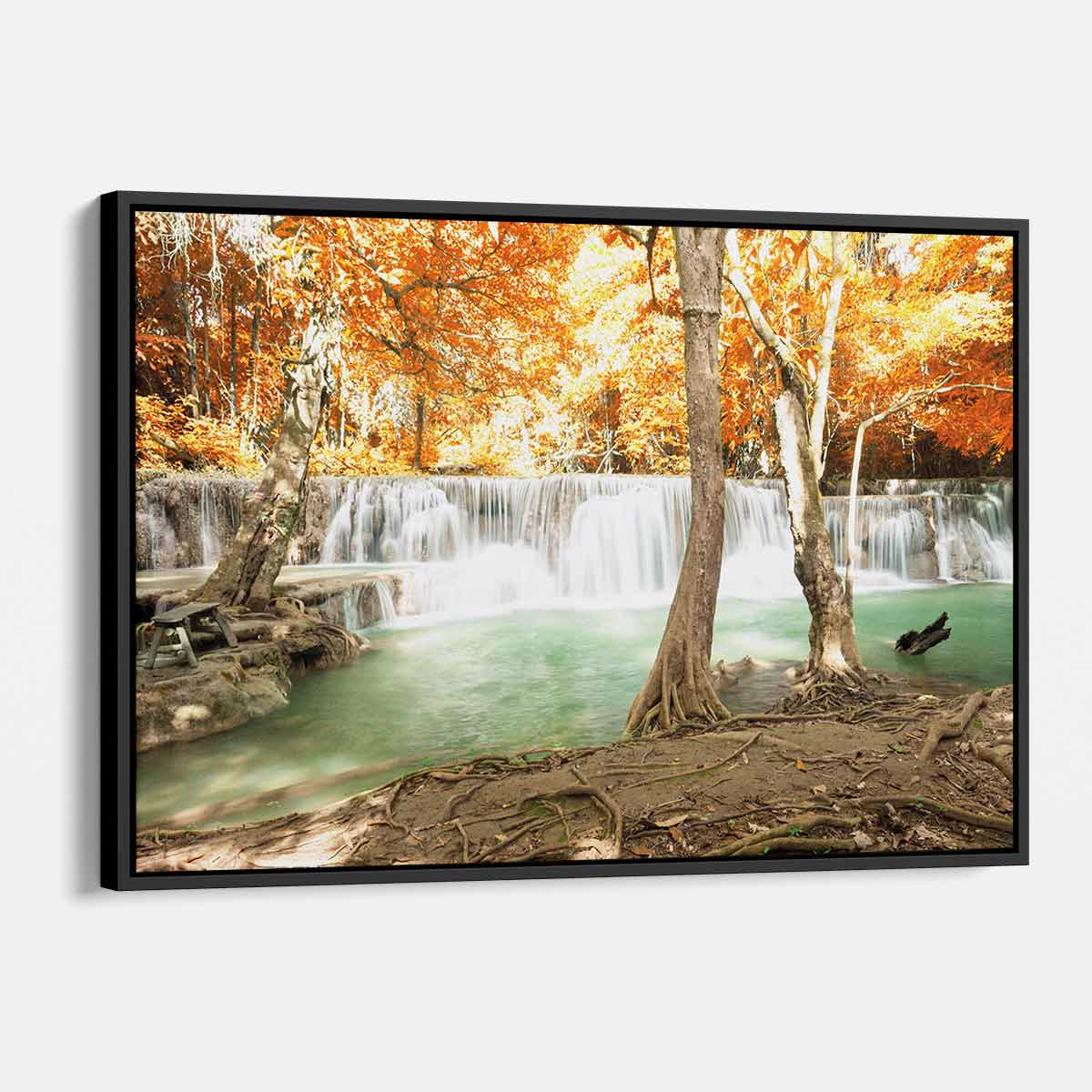 Orange Autumn Waterfall Wall Art Canvas 2100 | Walls By Me
