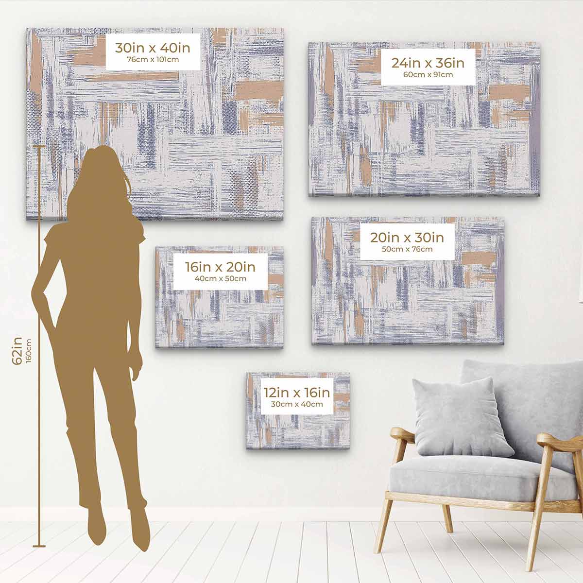 Beige Cross-hatch Wall Art Canvas 2246 | Walls By Me