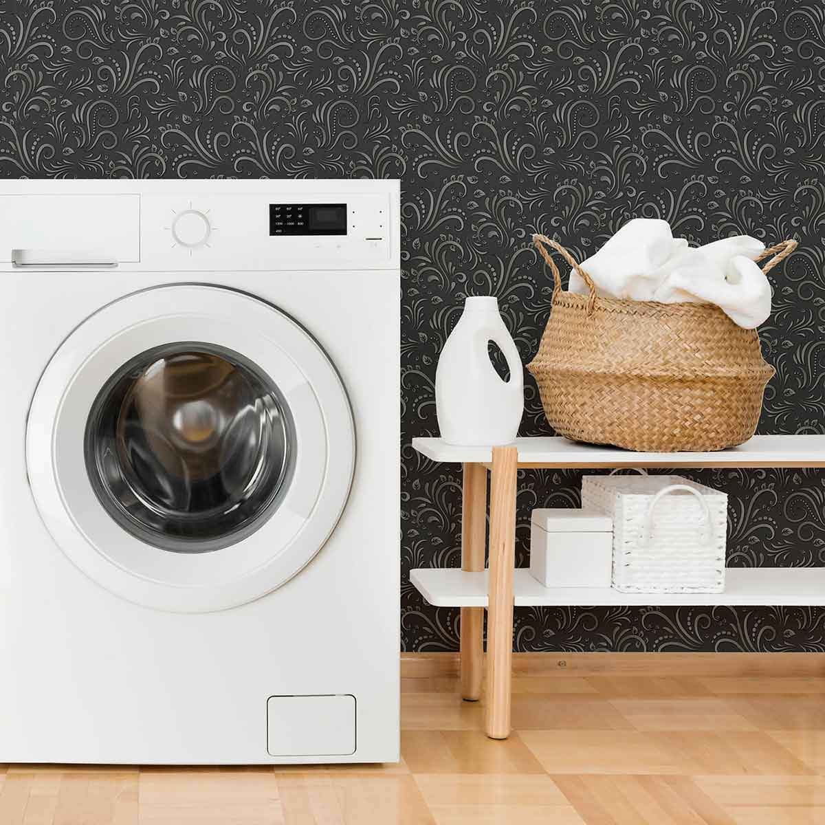 Black Removable Wallpaper with White Motif | Walls By Me