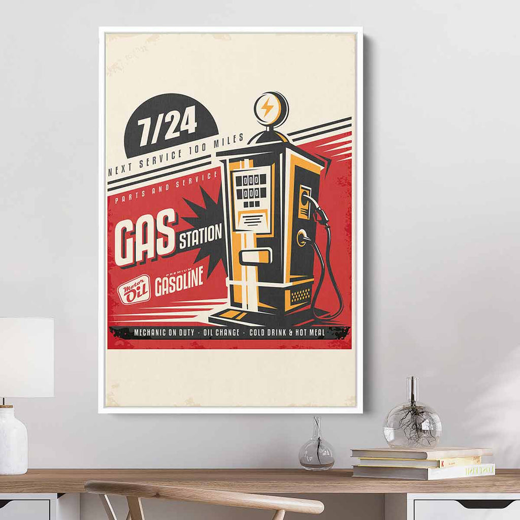 Red Retro Gas Pump Poster Wall Art Canvas 6456 | Walls By Me