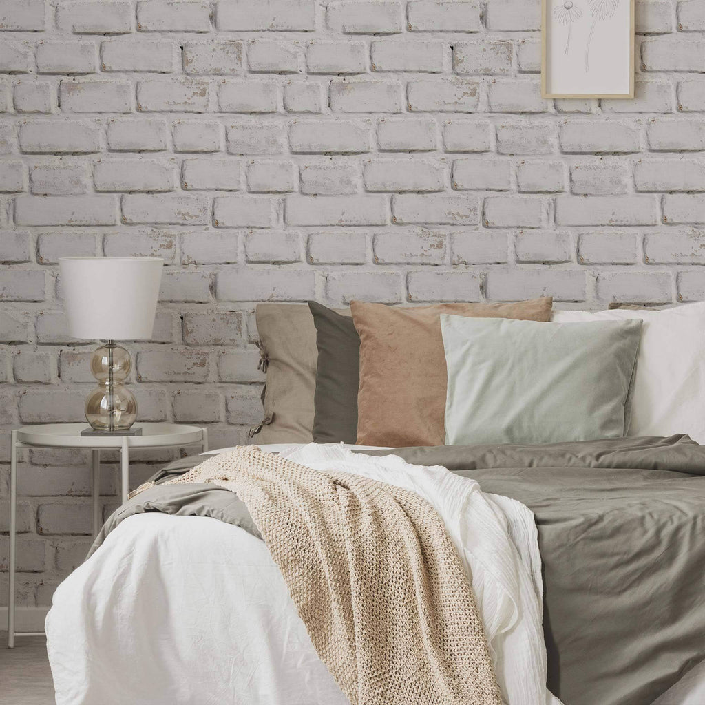 White Faux Brick Removable Wallpaper | Walls By Me