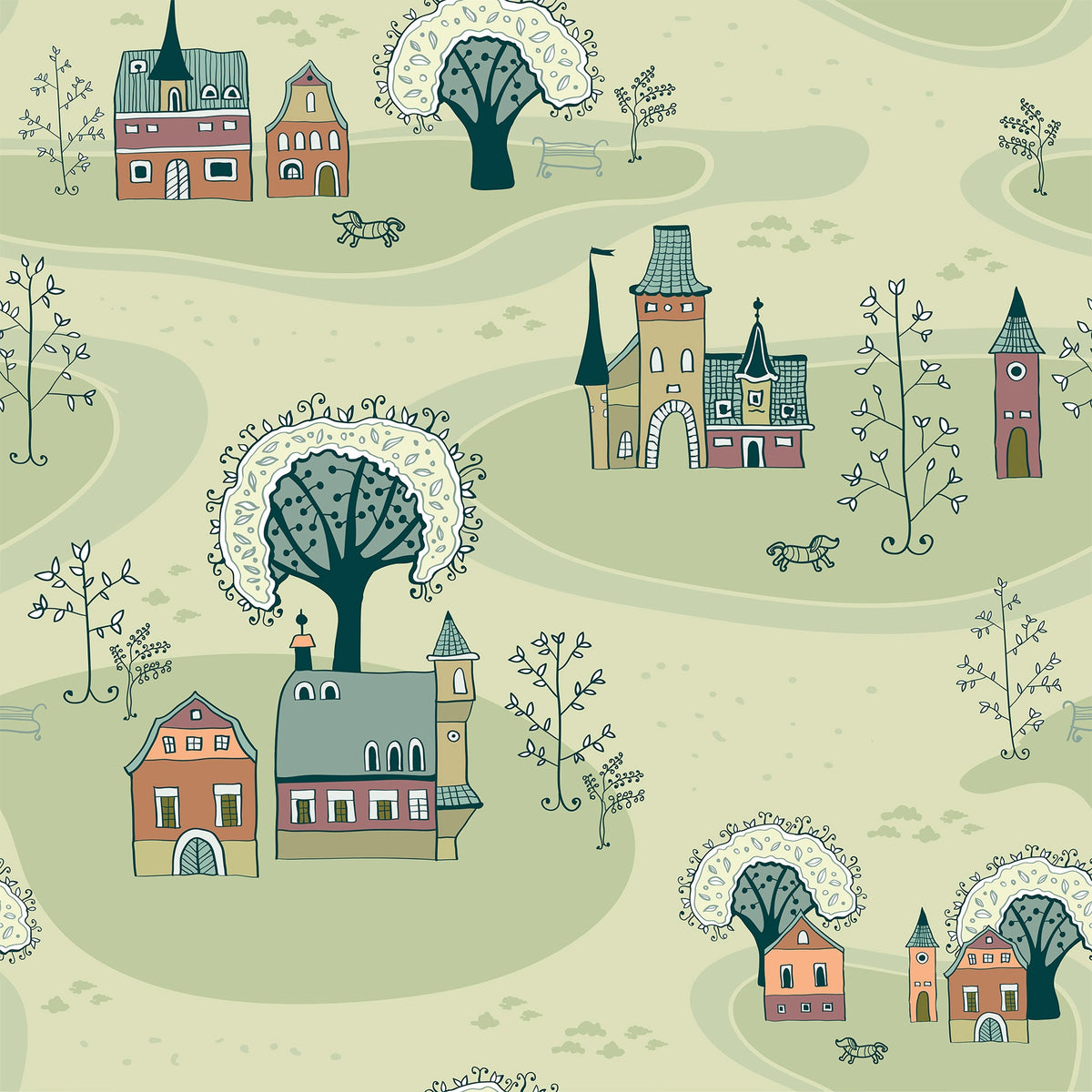 Wallpaper Sample for Kids Green and Similar Tones 001 | Walls By Me