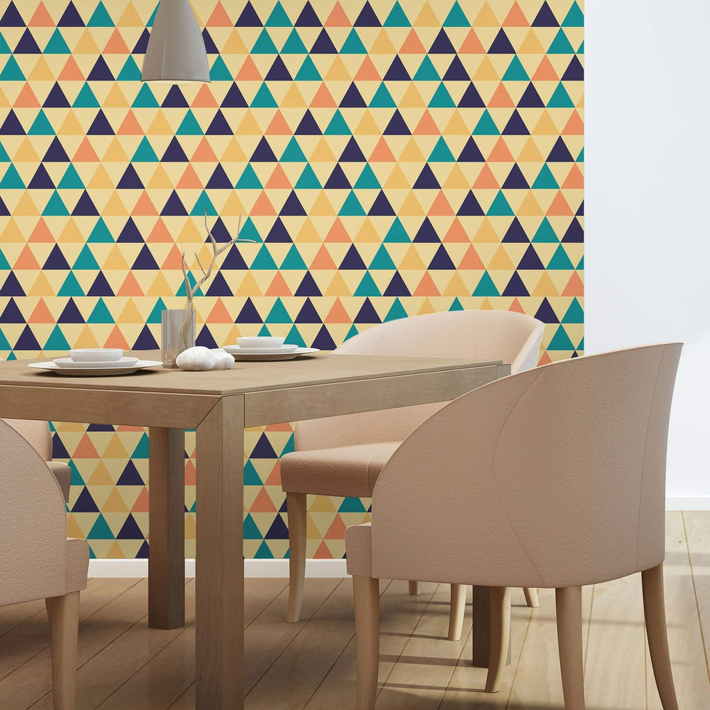 Yellow & Colorful Triangles Wallpaper | Walls By Me