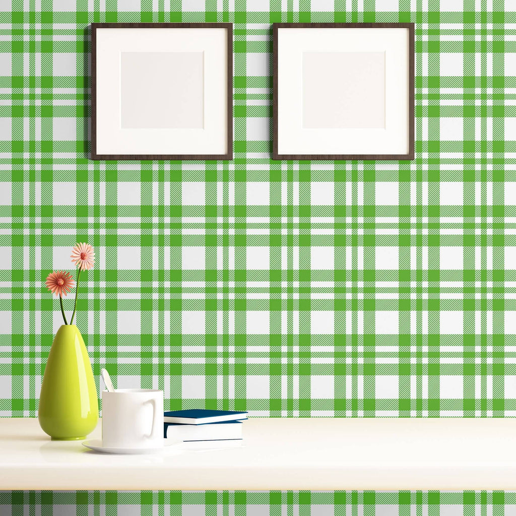 Green Plaid Removable Wallpaper | Walls By Me