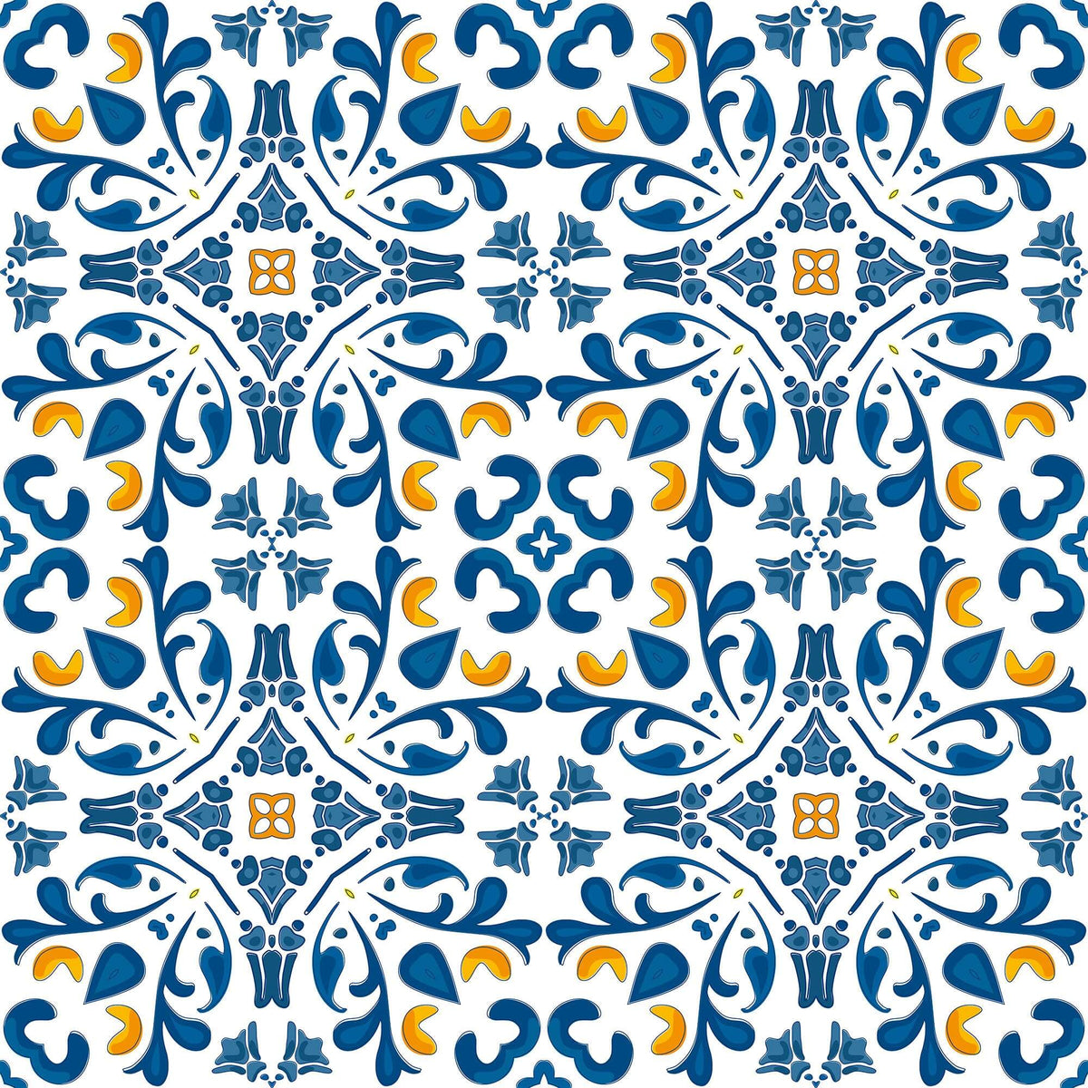 Blue Global Tile Adhesive Removable Wallpaper | Walls By Me