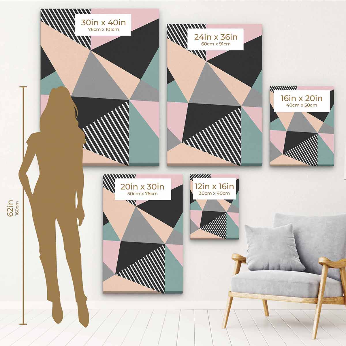 Pink triangle pattern Wall Art Canvas 5723 | Walls By Me